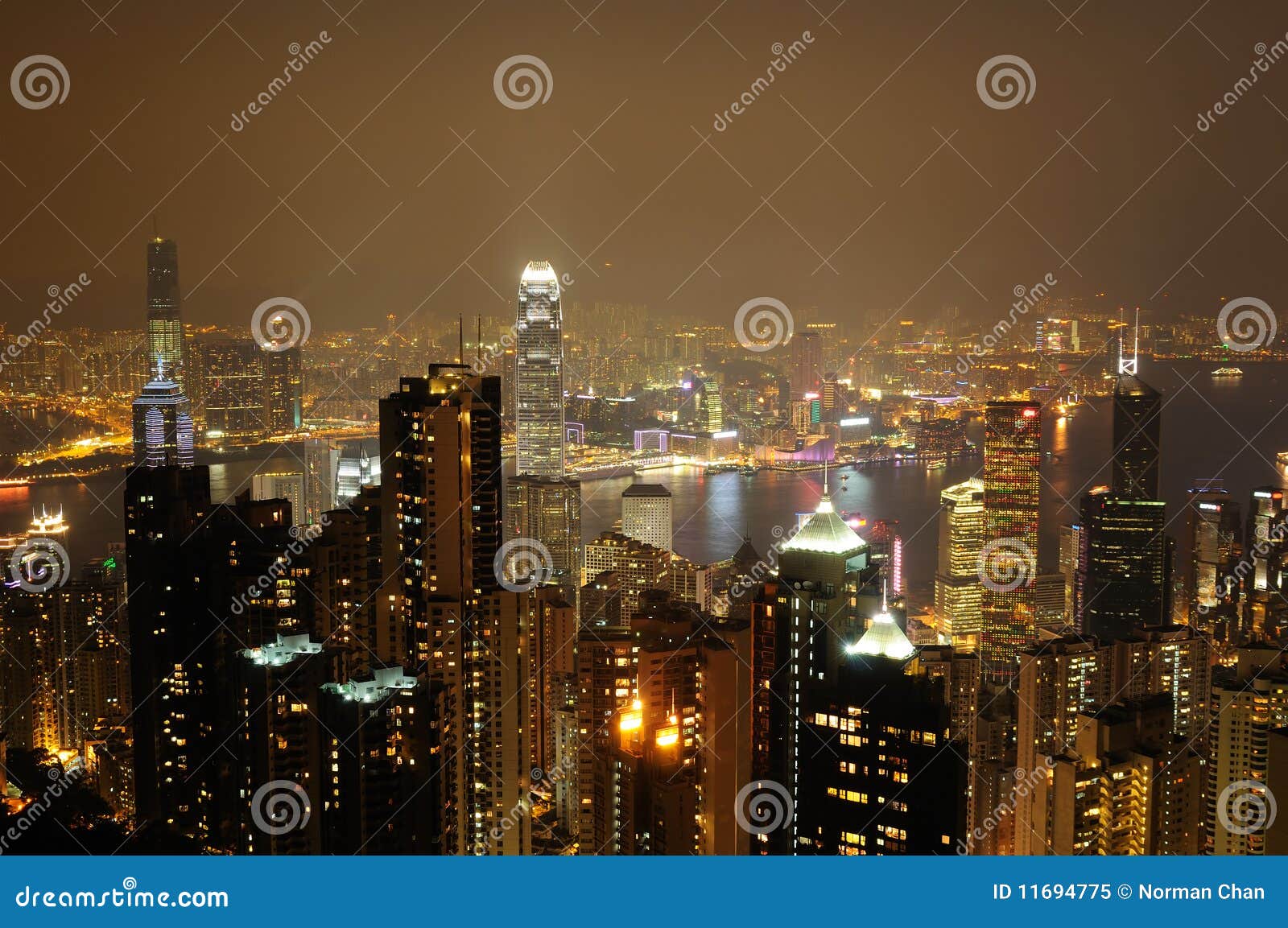 Night scene fo Hong Kong stock image. Image of hong, urban - 11694775