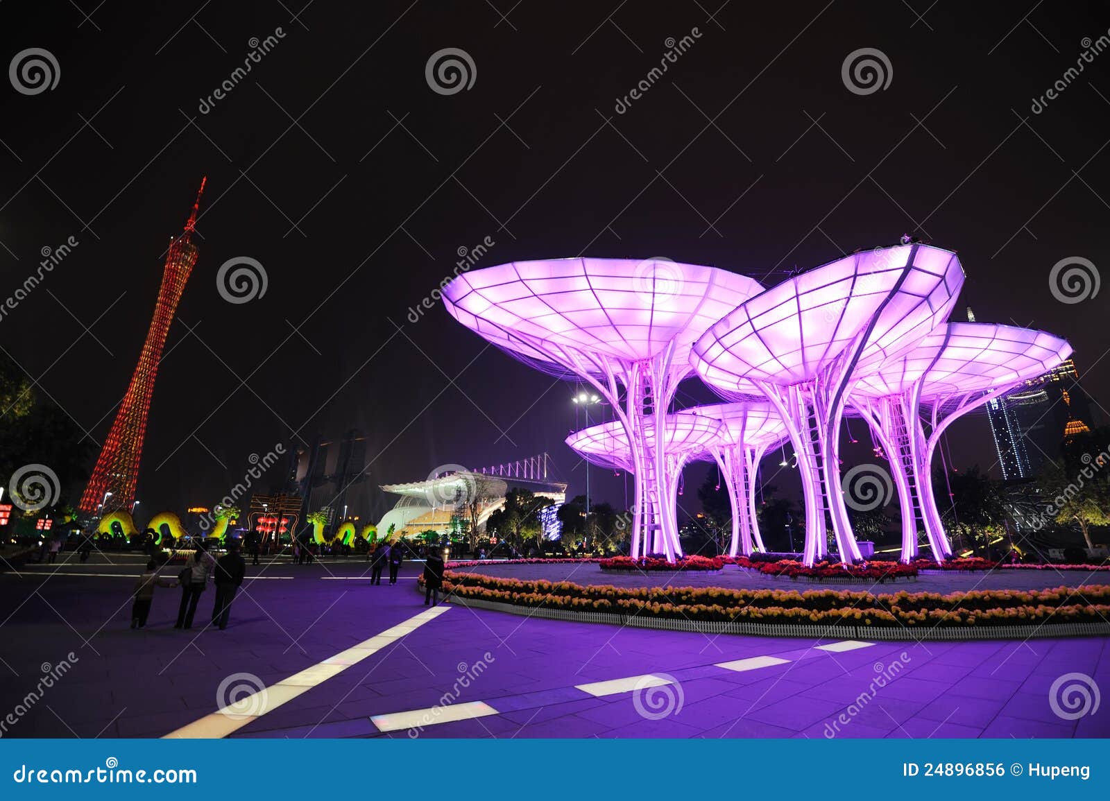 Night Scene in Guangzhou Huacheng Square Editorial Photo - Image of ...