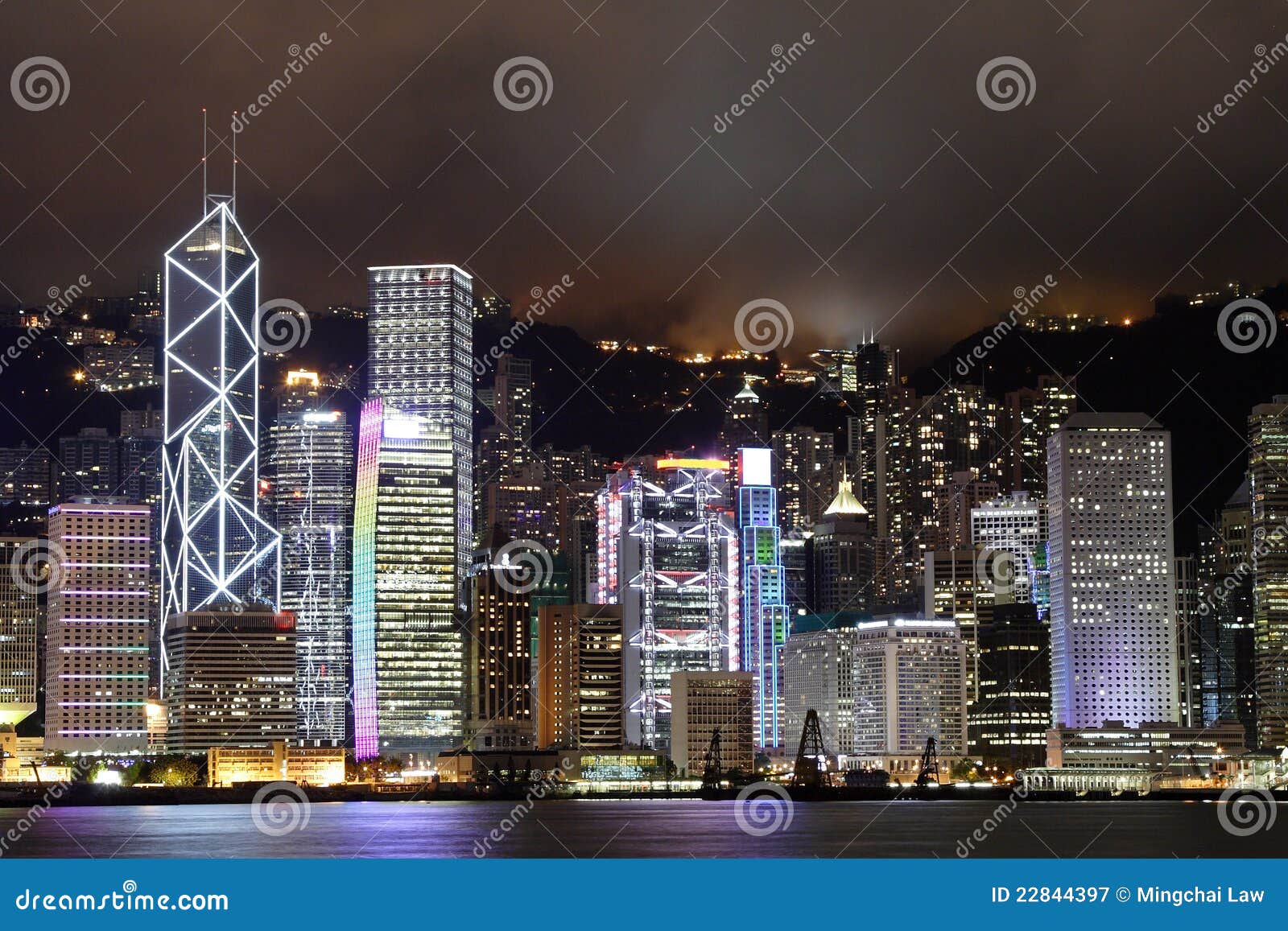 Night Scene of the Hong Kong Stock Image - Image of coast, kong: 22844397