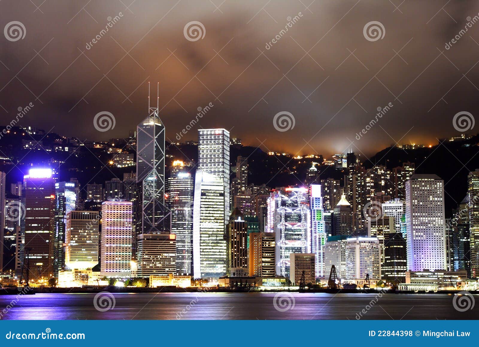 Night Scene of the Hong Kong Stock Photo - Image of clock, coast: 22844398
