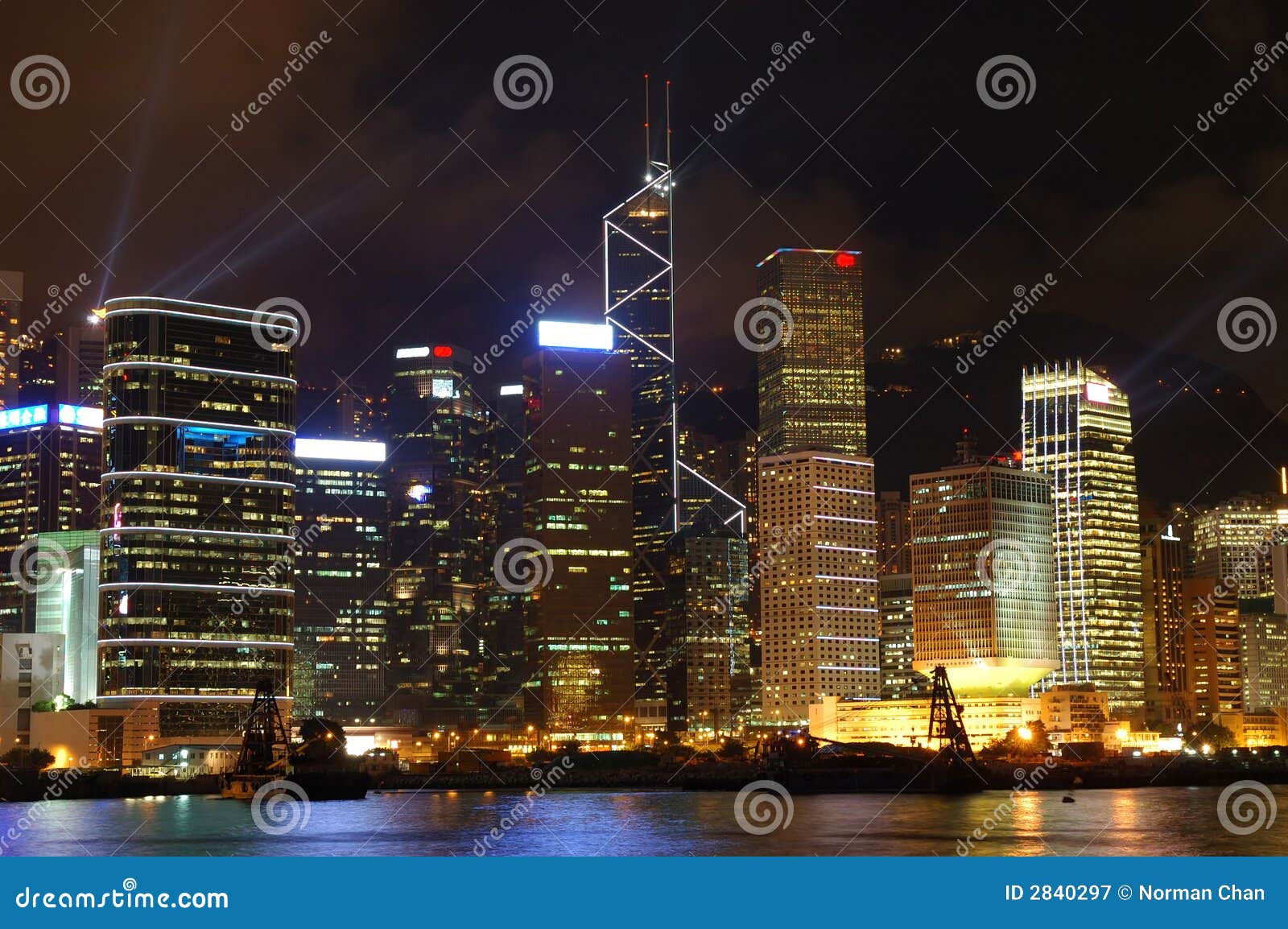 Night scene of Hong Kong stock image. Image of hong, neon - 2840297