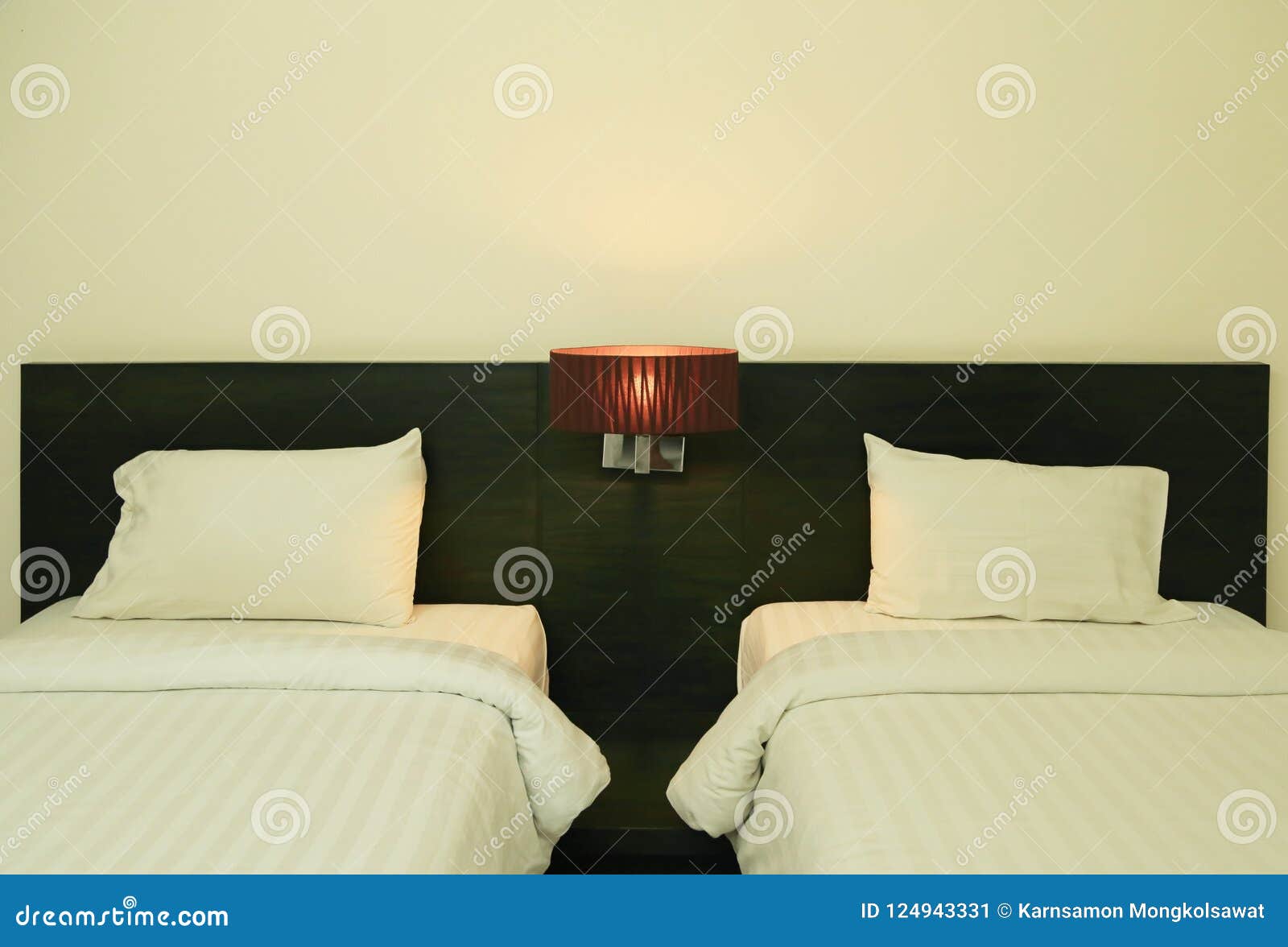 Night Scene Image of Comfortable Pillows and Bed Stock Image - Image of ...