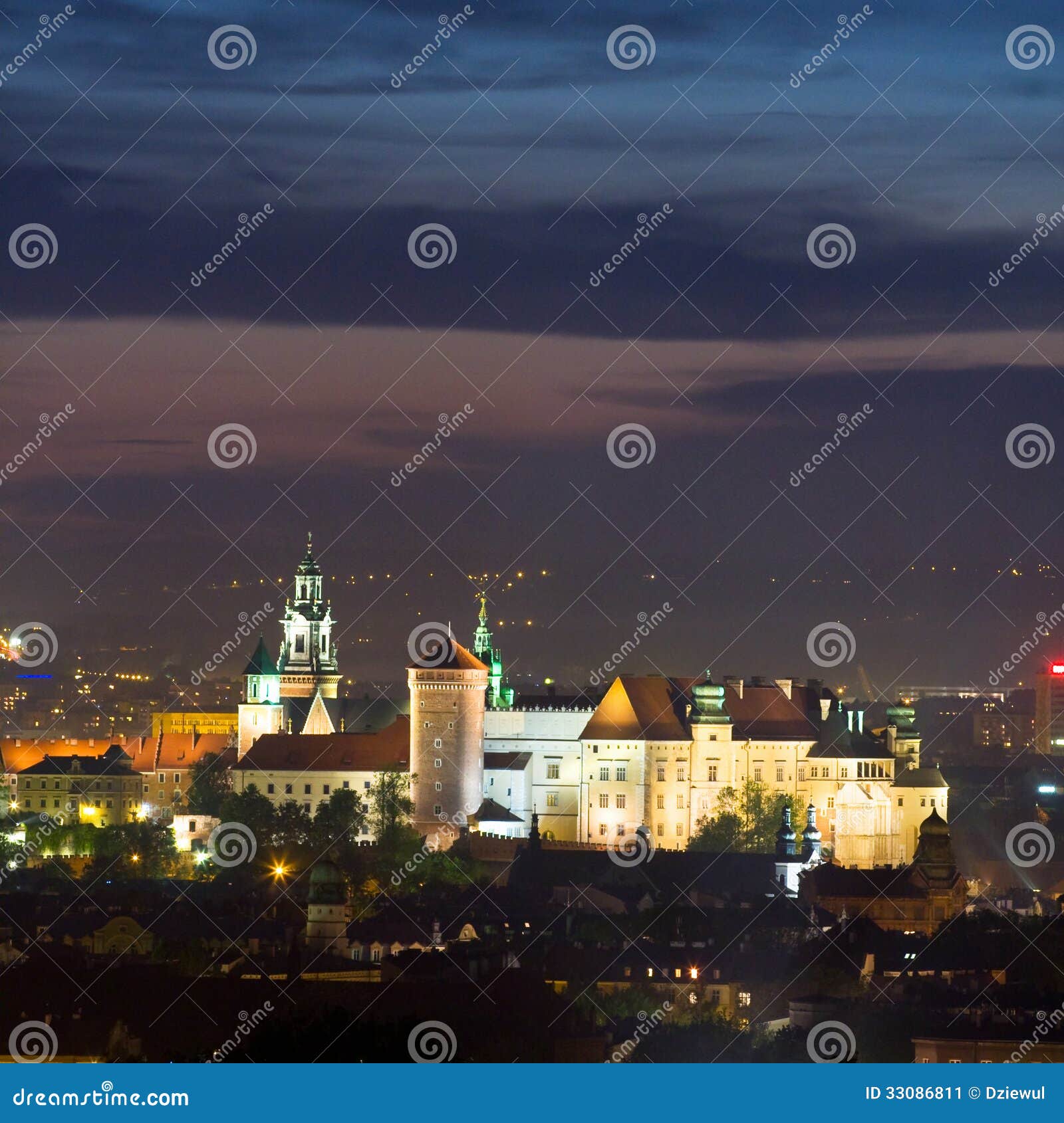 Night Scene in Krakow, Poland Stock Image - Image of dark, gothic: 33086811