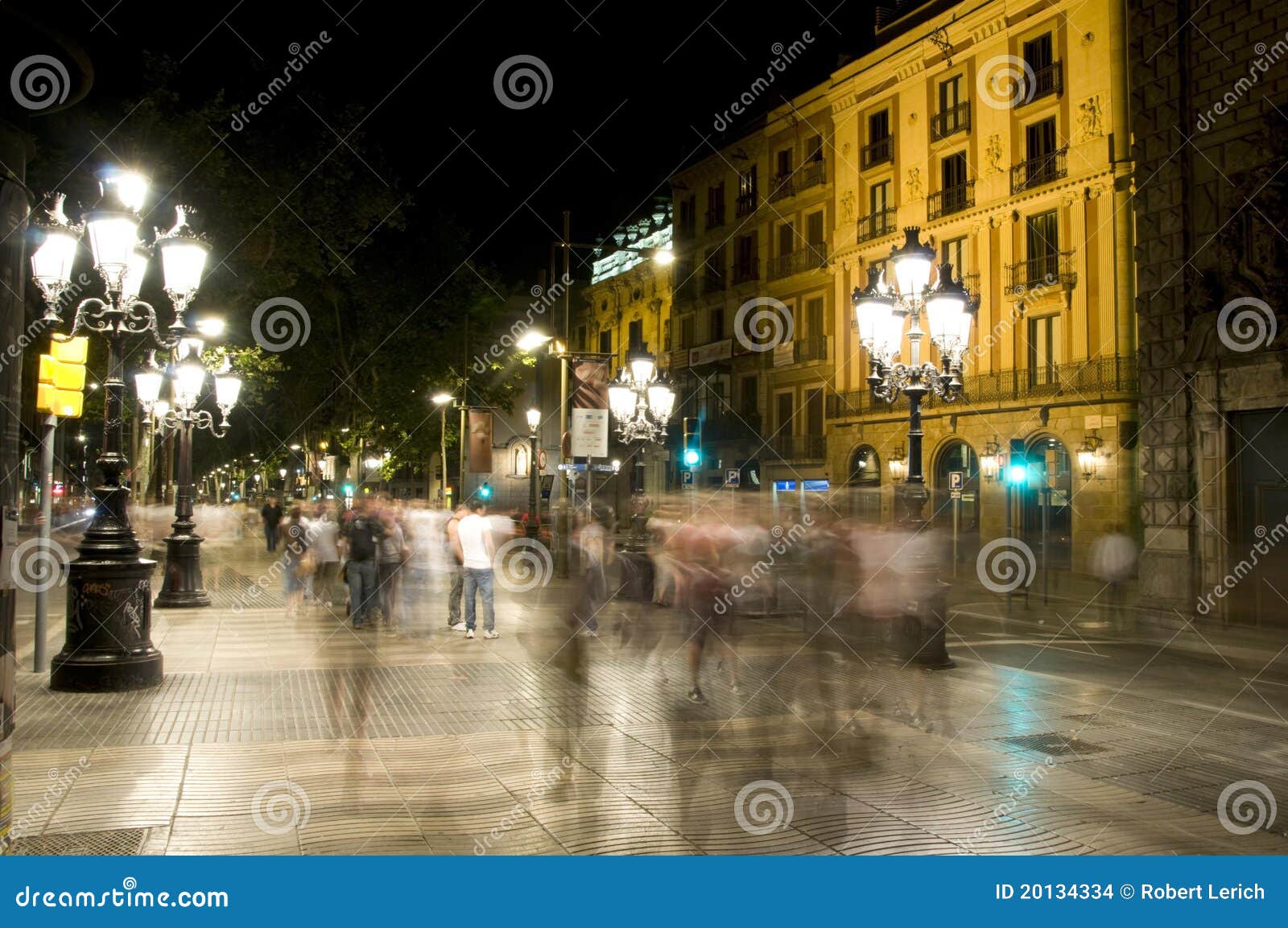 Night Scene La Rambla Barcelona Stock Photo - Image of night, blur ...