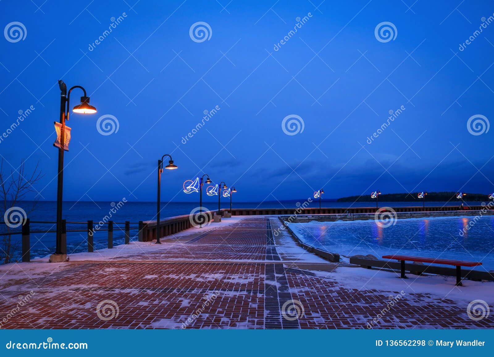 Night Scene of the Marina Dock at Cold Lake, Alberta Stock Photo ...