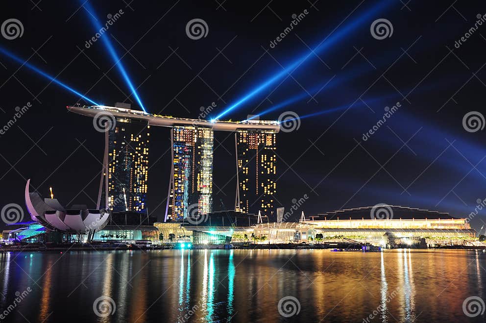 Night Scene of MBS stock photo. Image of travel, urban - 20144326