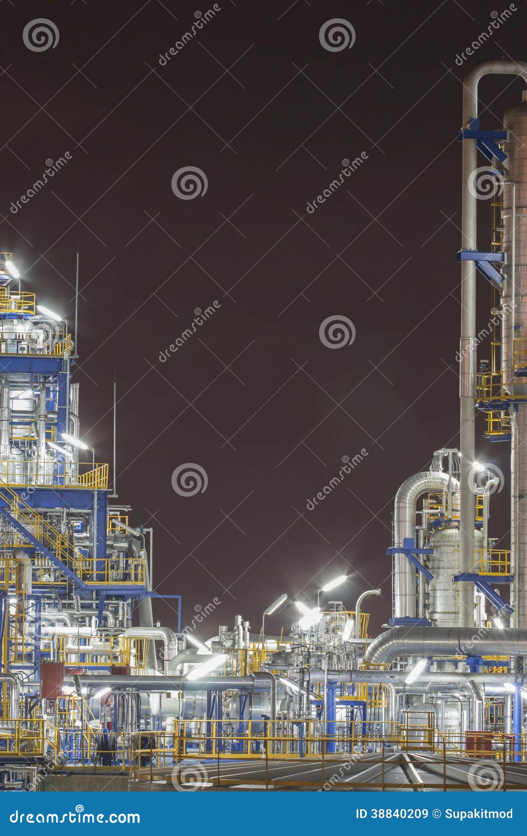 Night Scene of Refinery Plant Stock Image - Image of factory, petrol ...