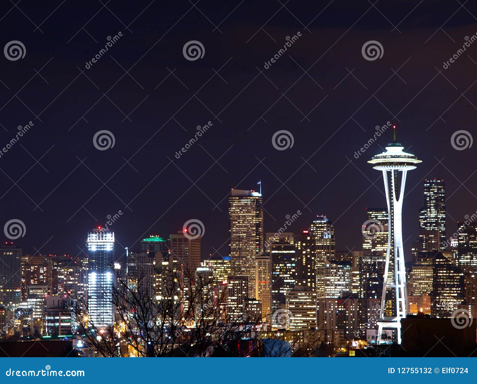 Night Scene of Seattle editorial photography. Image of beautiful - 12755132