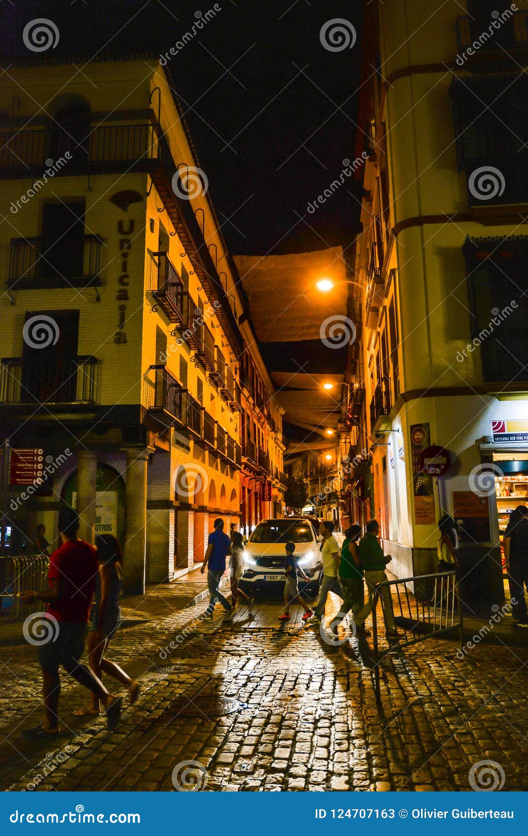 A Night Scene in Seville - Spain Editorial Stock Photo - Image of city ...