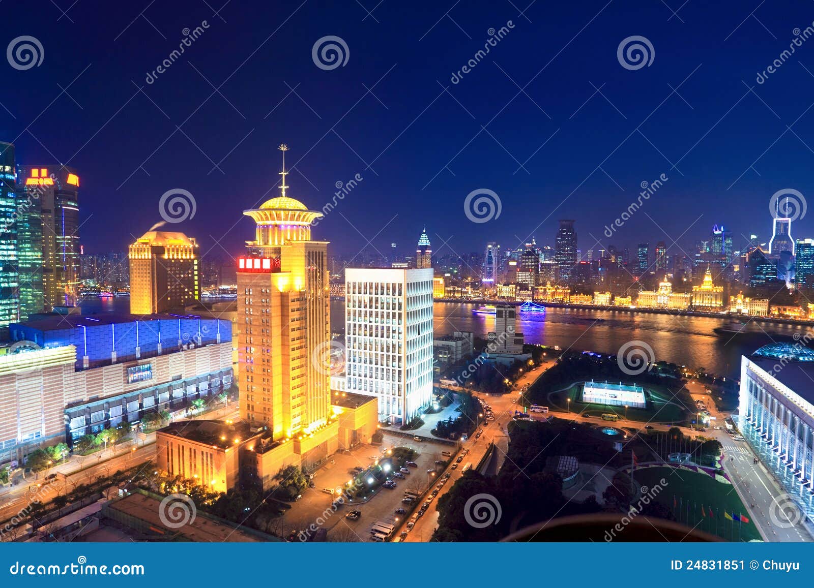 Night scene of shanghai stock image. Image of bund, modern - 24831851