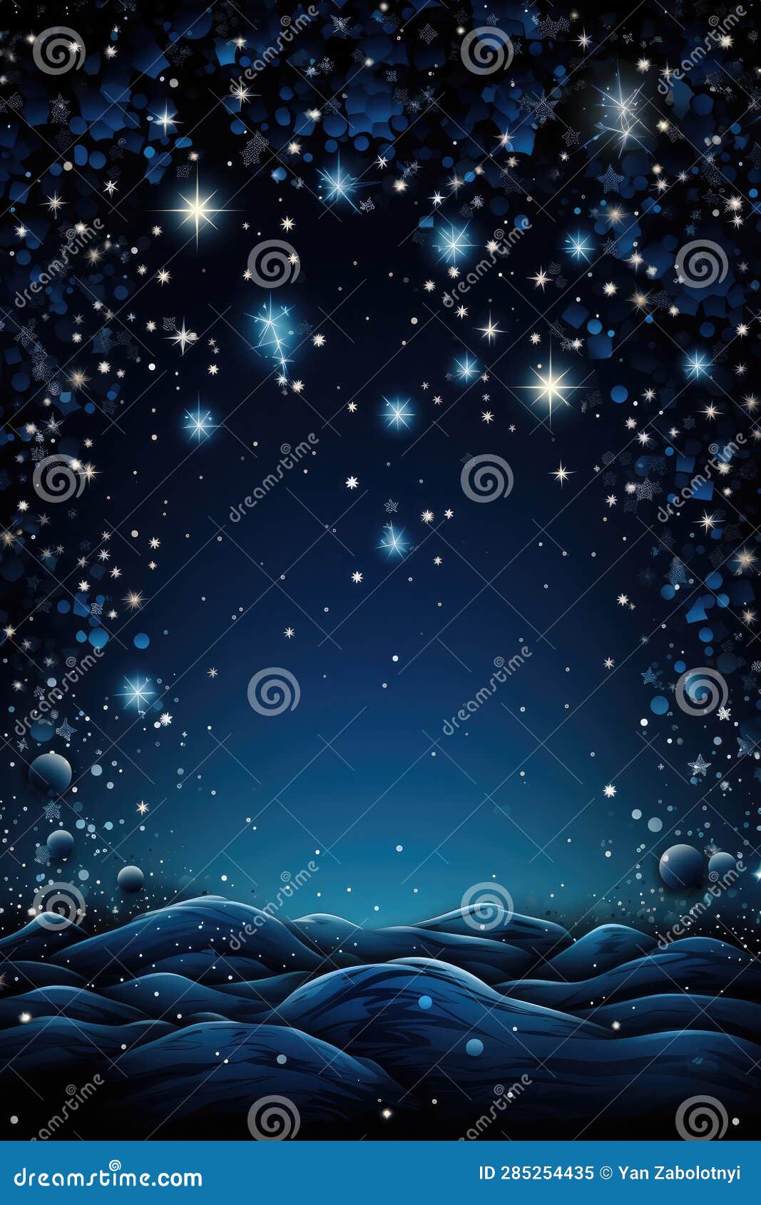 A Night Scene with Stars in the Sky Stock Illustration - Illustration ...