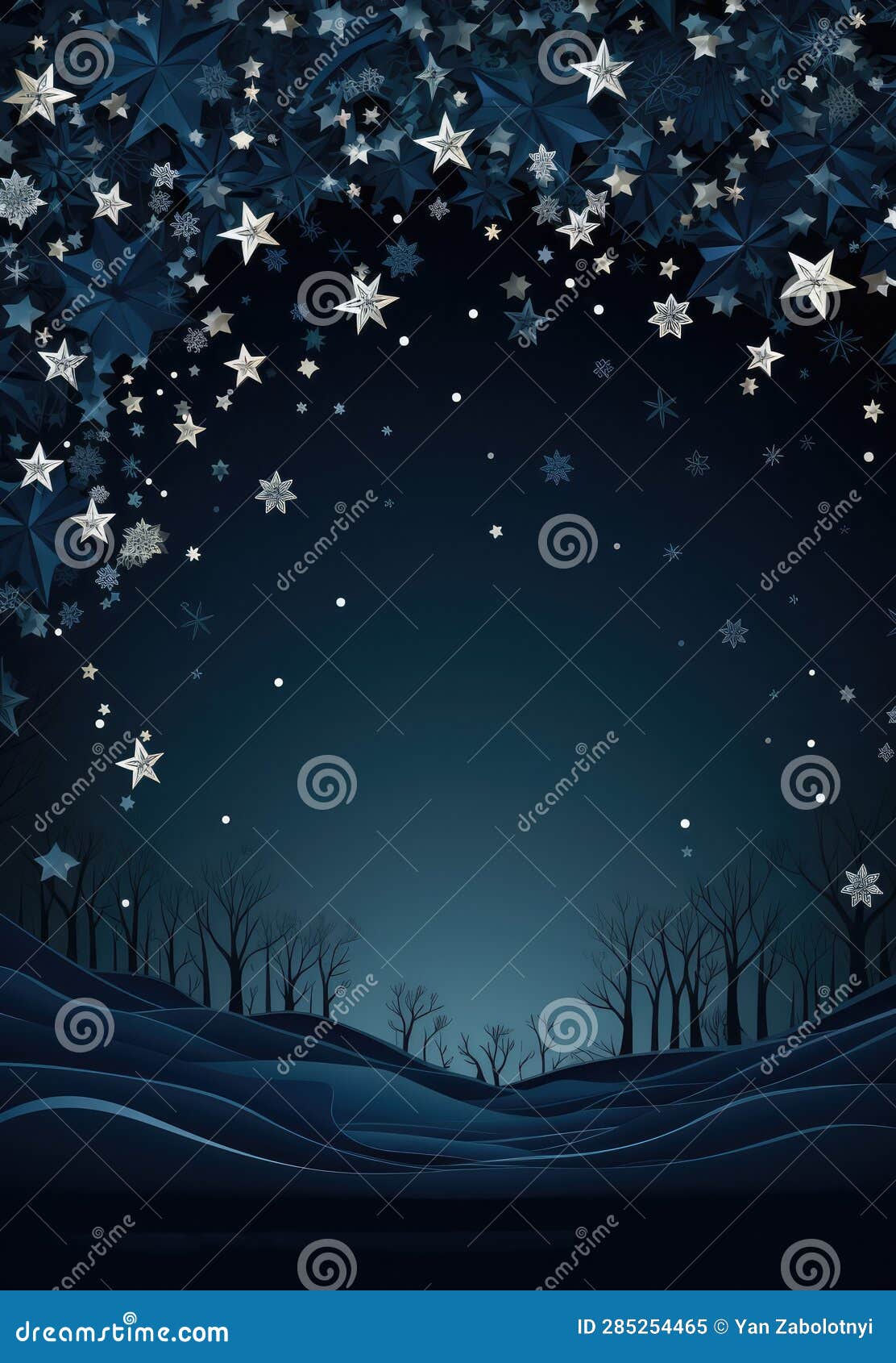 A Night Scene with Stars in the Sky Stock Illustration - Illustration ...