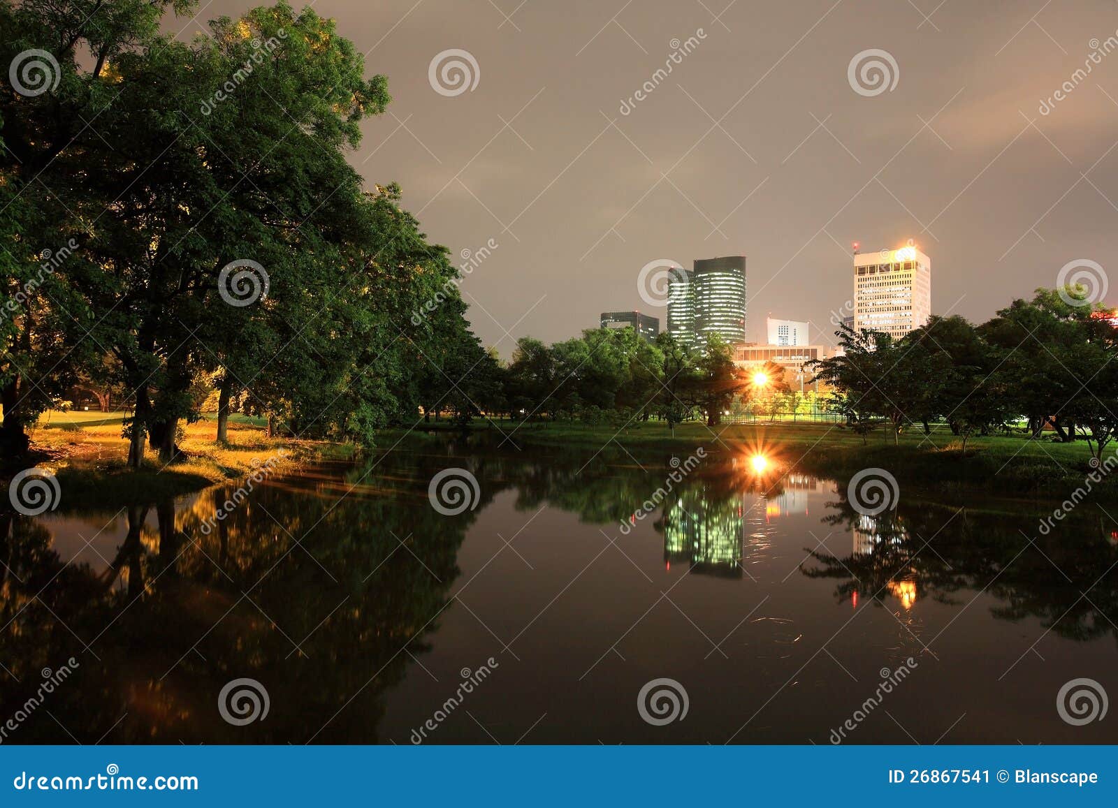Night Scene of State Railway Public Park Stock Image - Image of light ...