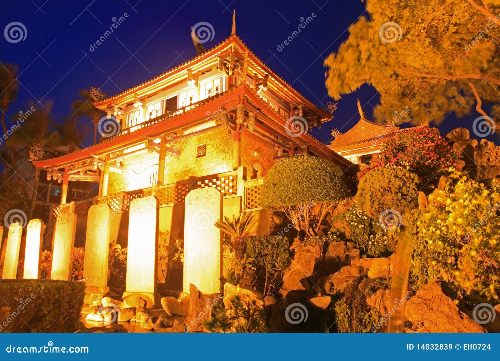 Night Scene of Tainan Chihkan Tower in Taiwan Stock Image - Image of ...