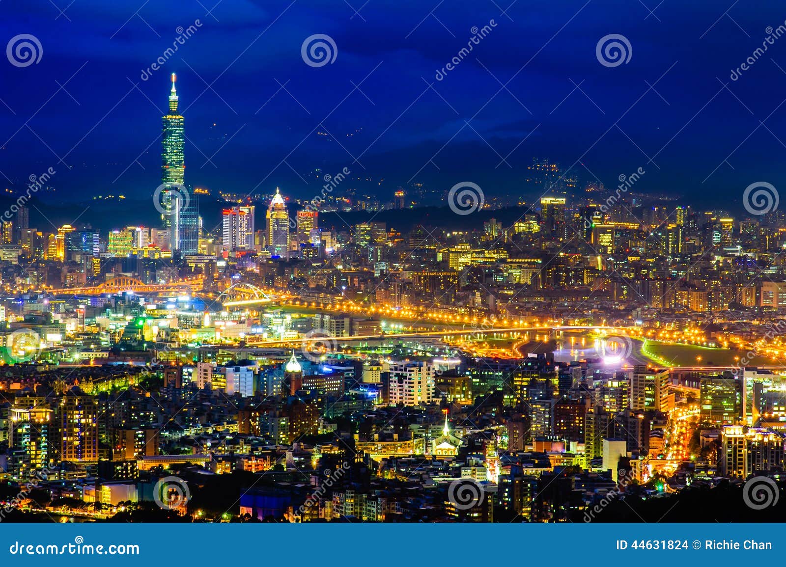 Night Scene of Taipei, Taiwan Stock Photo - Image of bright, city: 44631824