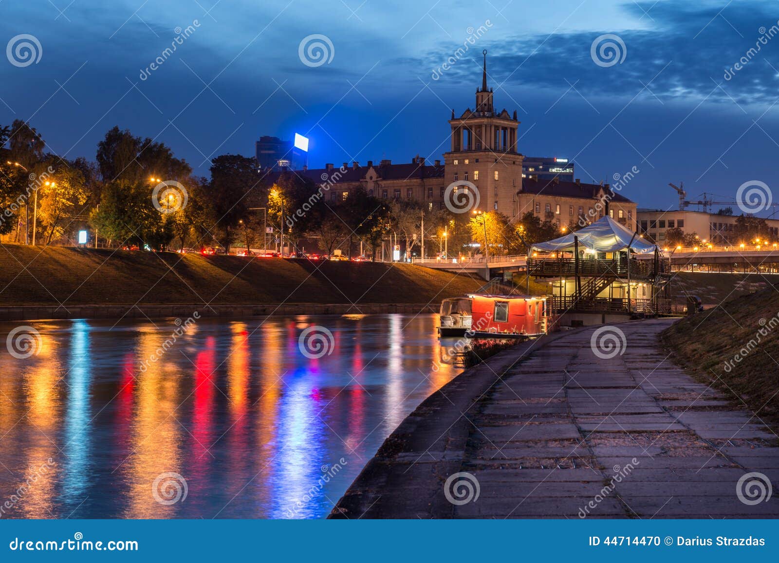 Night scene of Vilnius stock photo. Image of scene, lights - 44714470