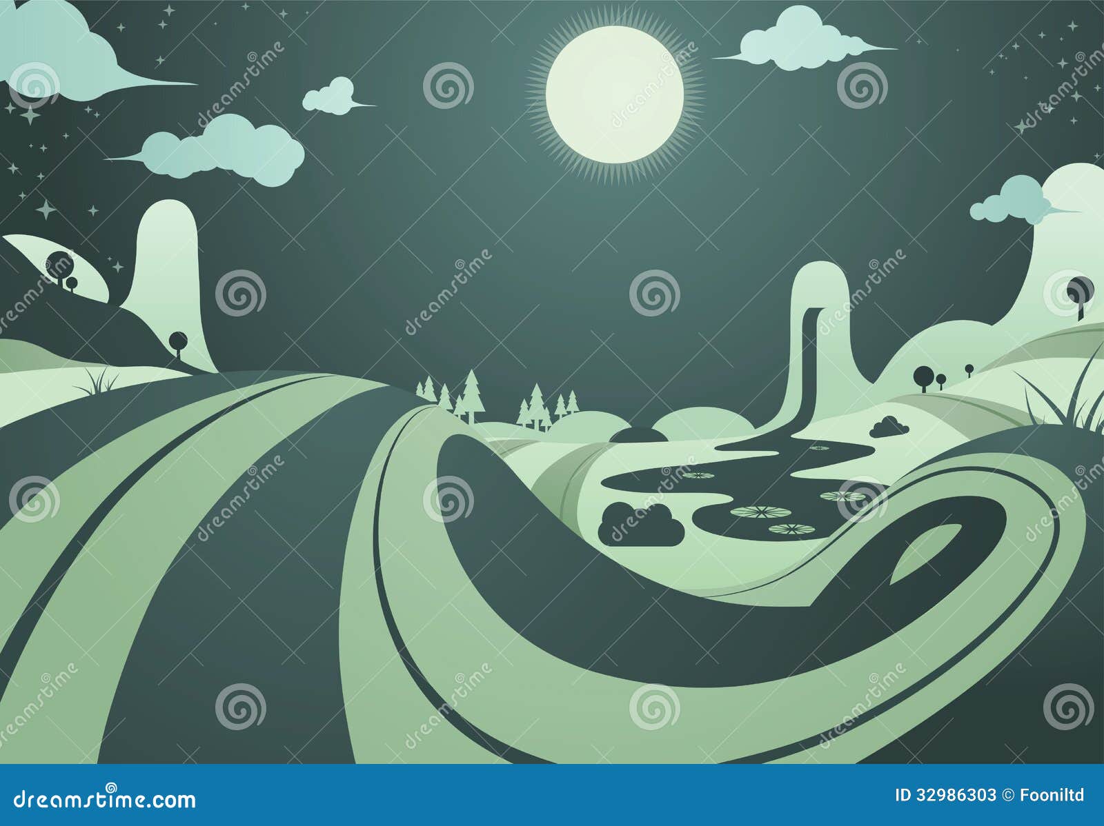 Night Scenery Abstract stock vector. Illustration of star - 32986303