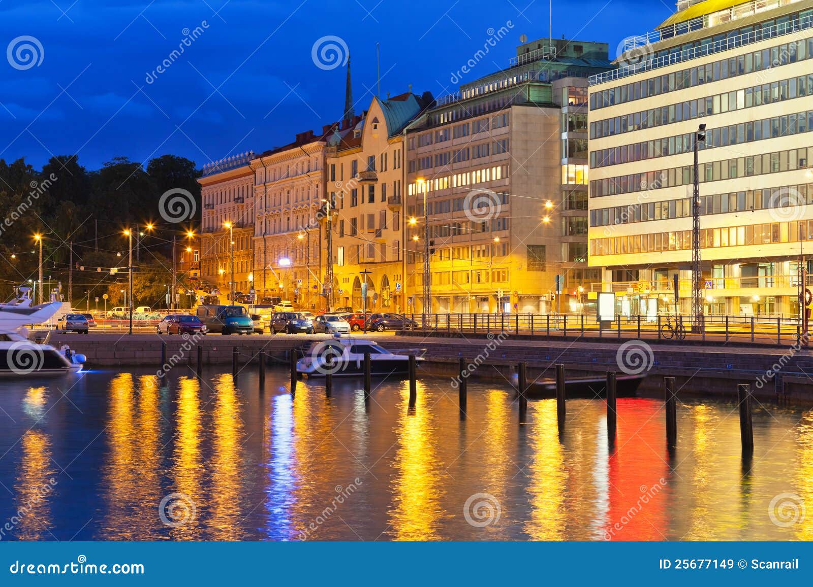 Night Scenery of Helsinki, Finland Stock Image - Image of architecture ...