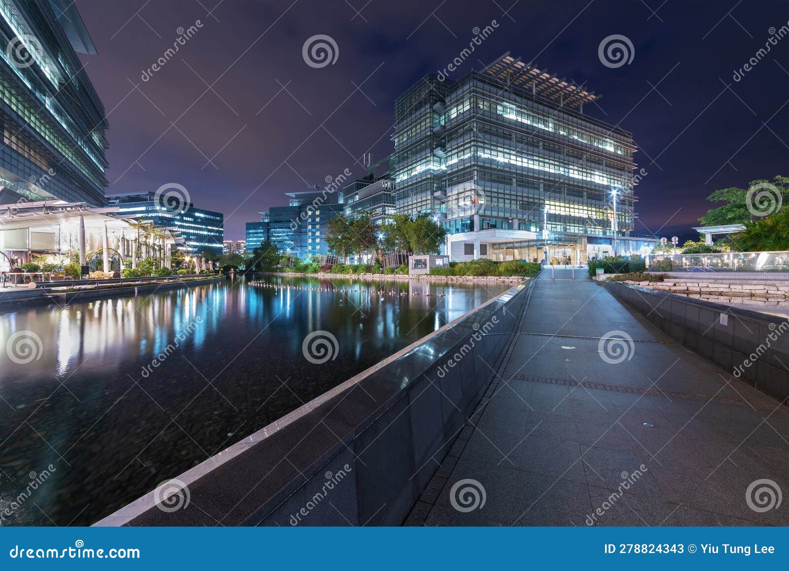 Night Scenery of Modern Office Building in Hong Kong Stock Image ...