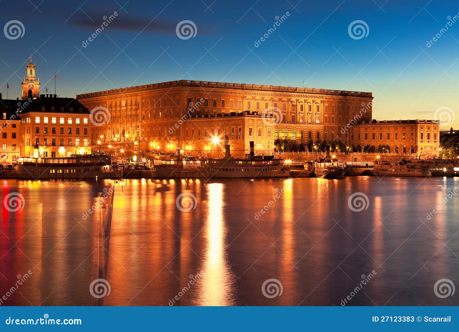 Night Scenery of the Royal Palace in Stockholm Stock Image - Image of ...