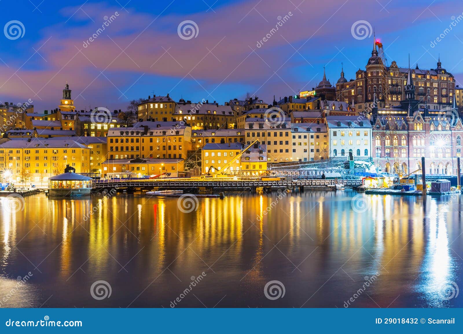 Night Scenery of Stockholm, Sweden Stock Photo - Image of outdoor ...