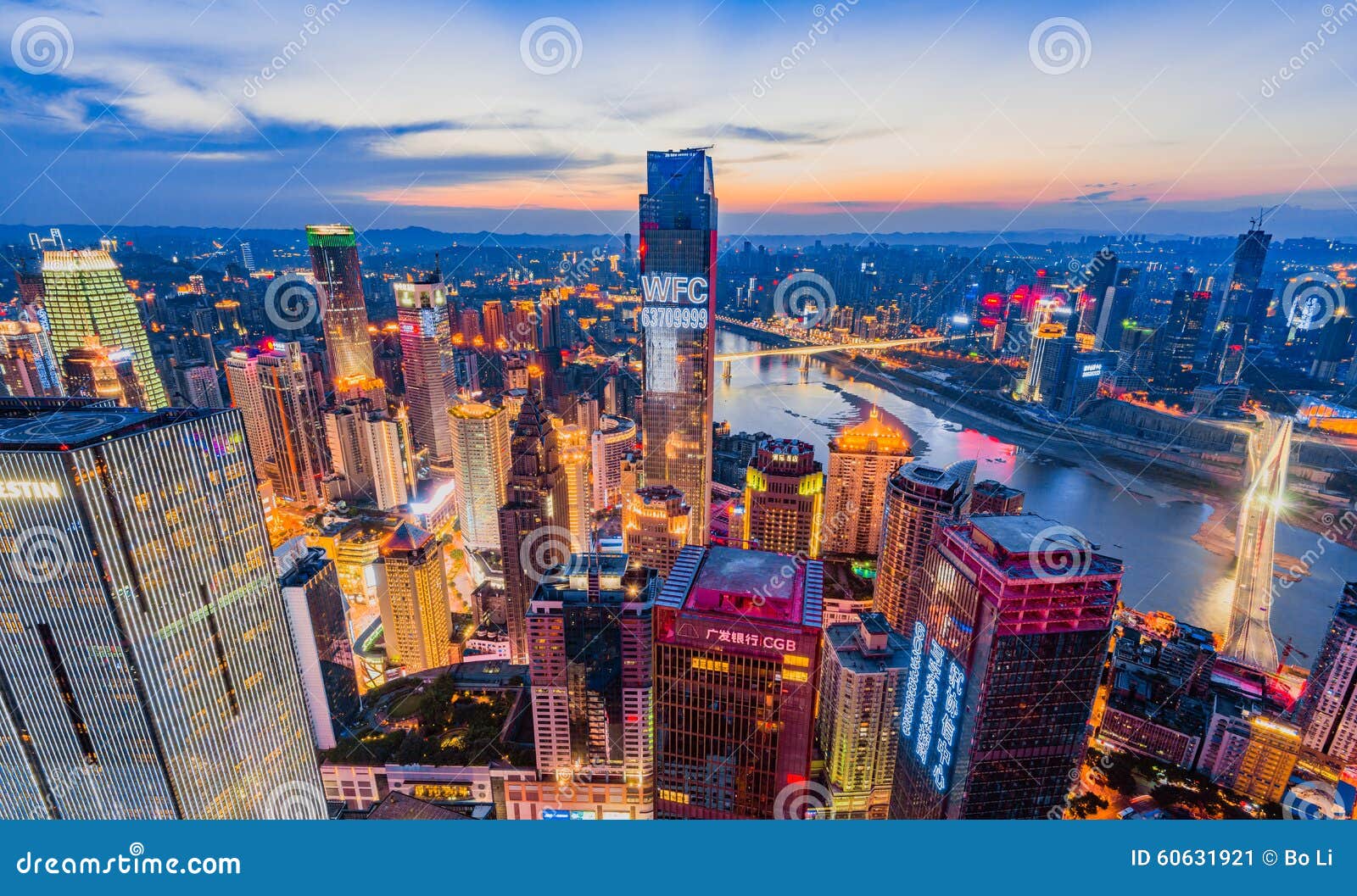 The Night Scenes of Chongqing Editorial Photo - Image of hotel, high ...