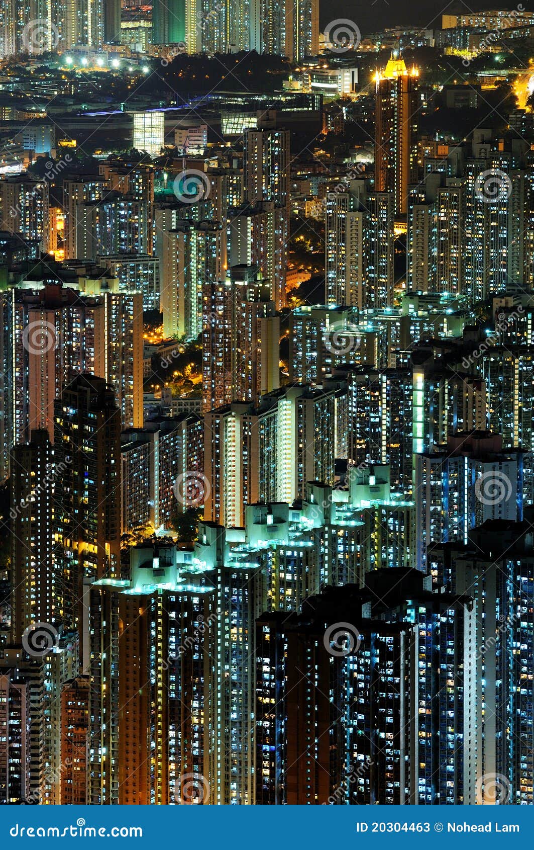 Night Scenes of High-density Buildings Stock Image - Image of balcony ...
