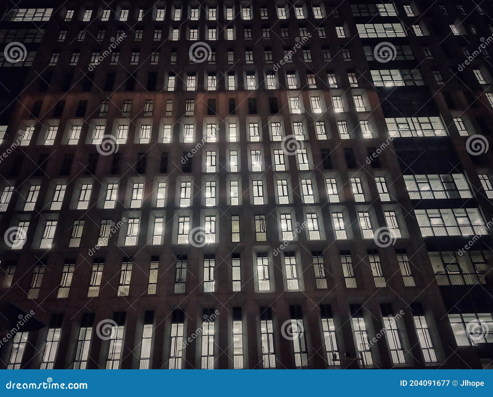 Night Scenes of Office Building Stock Image - Image of light, windows ...