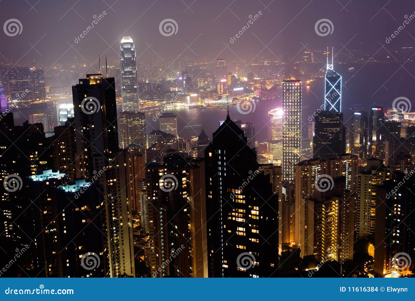 Night Scenes of Modern Skyscraper in Hong Kong Stock Photo - Image of ...