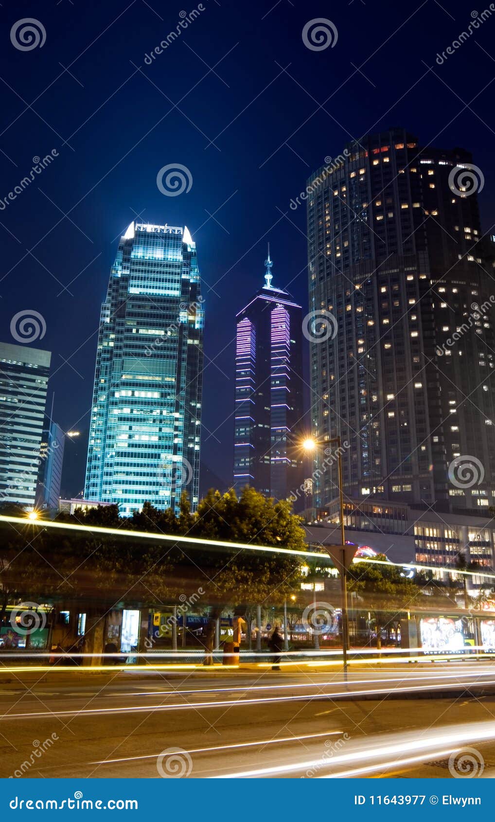 Night Scenes of Skyscraper with Light Stock Image - Image of hongkong ...