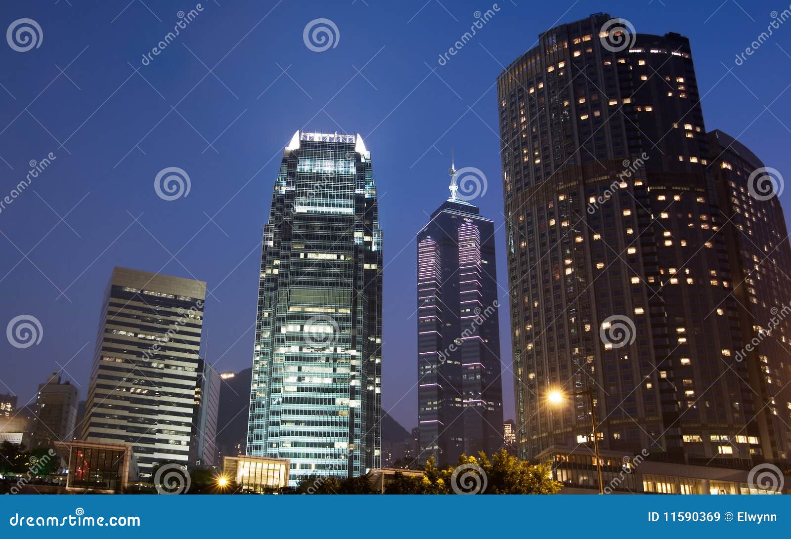 Night Scenes of Skyscrapers with Blue Sky Stock Image - Image of glass ...
