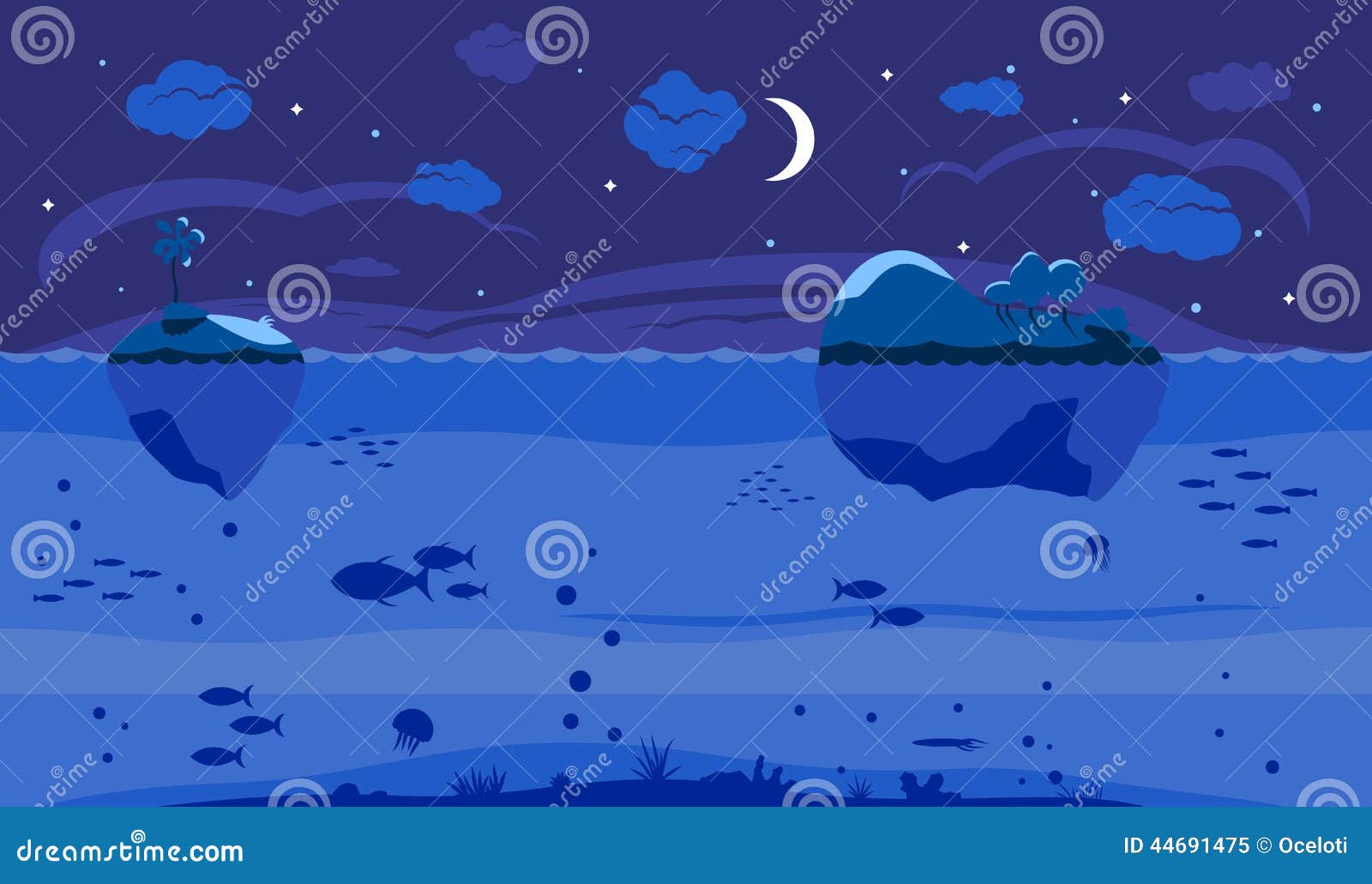 Night sea game background stock vector. Illustration of background ...