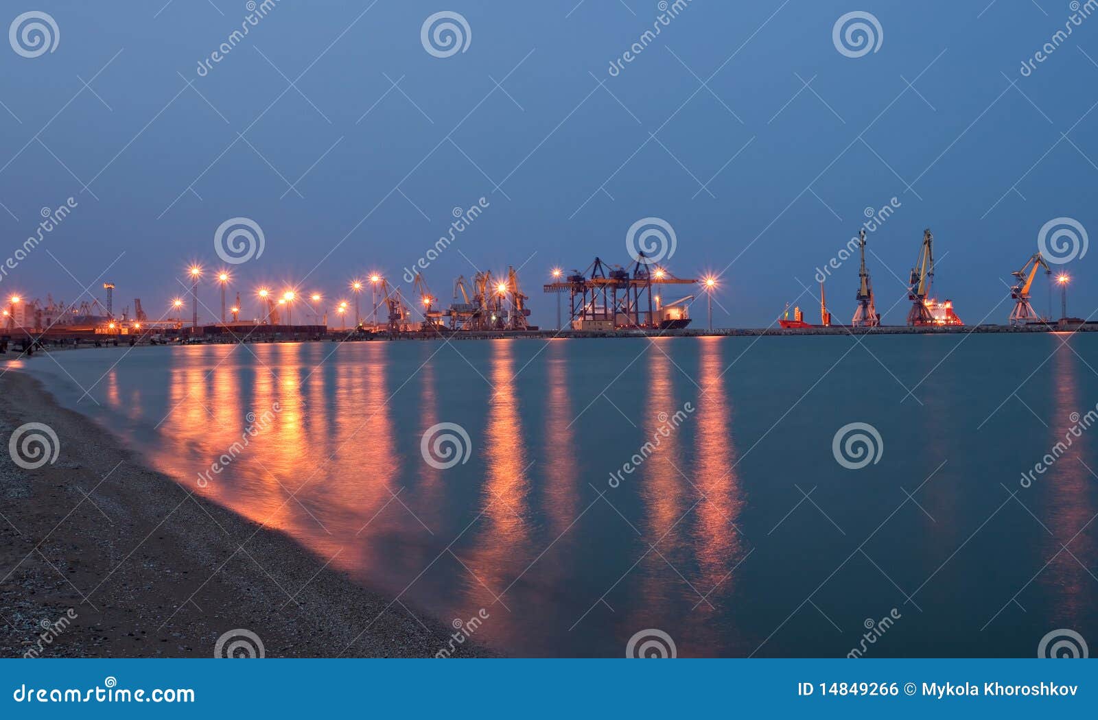 Night sea port stock photo. Image of port, ocean, illumination - 14849266