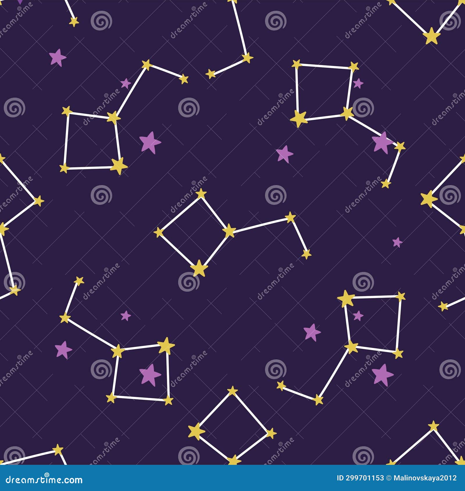 Night Seamless Constellation Pattern Vector Illustration Stock Image - Illustration of dusk ...