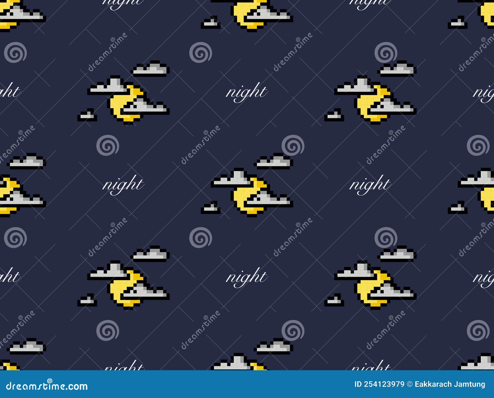 Night Seamless Pattern on Blue Background Stock Illustration ...