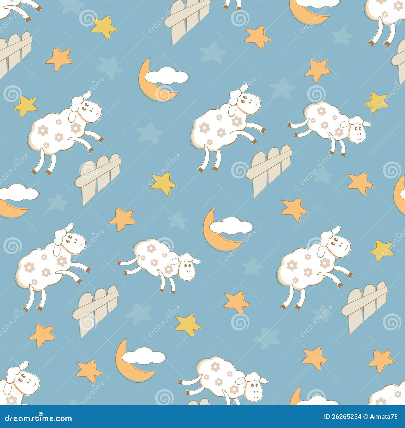 Night seamless with sheep stock vector. Illustration of fabric - 26265254