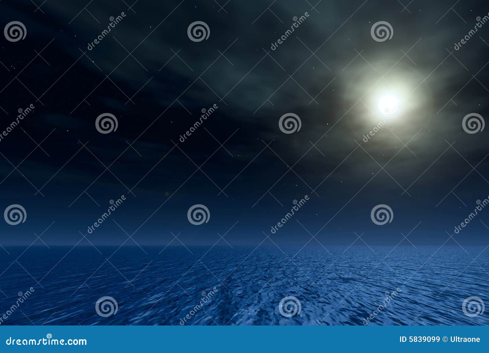 Night Seascape. Magic Moon in Ocean. Stock Illustration - Illustration ...