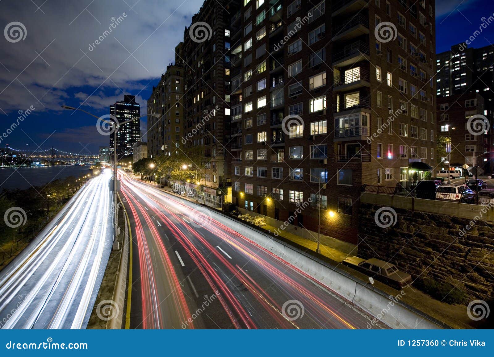 Night shot of a highway stock photo. Image of road, traffic - 1257360