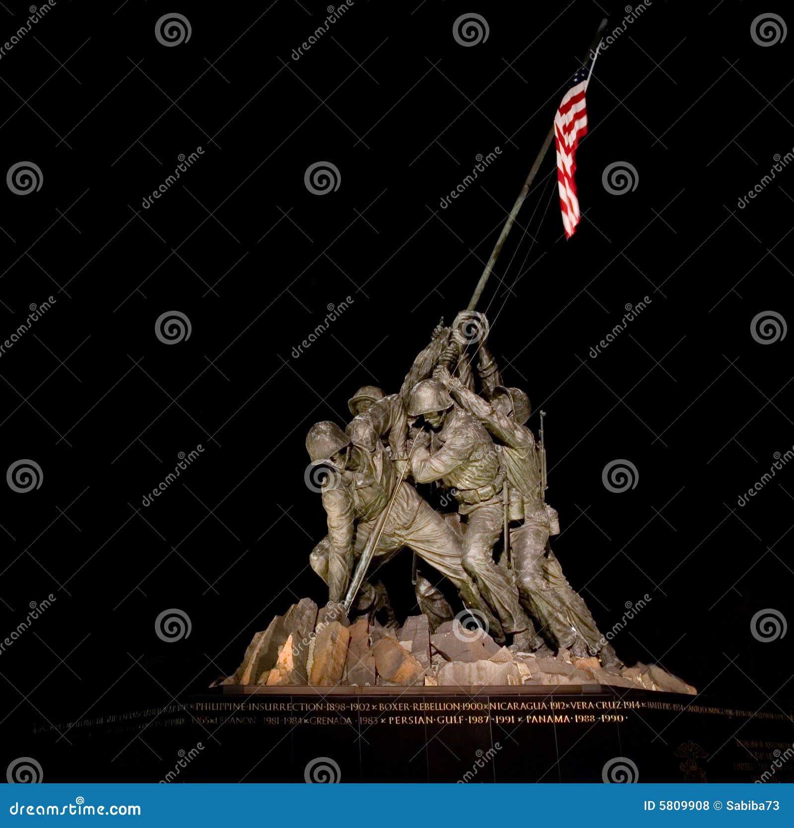 A Night Shot of the USMC Memorial Editorial Stock Photo - Image of flag ...