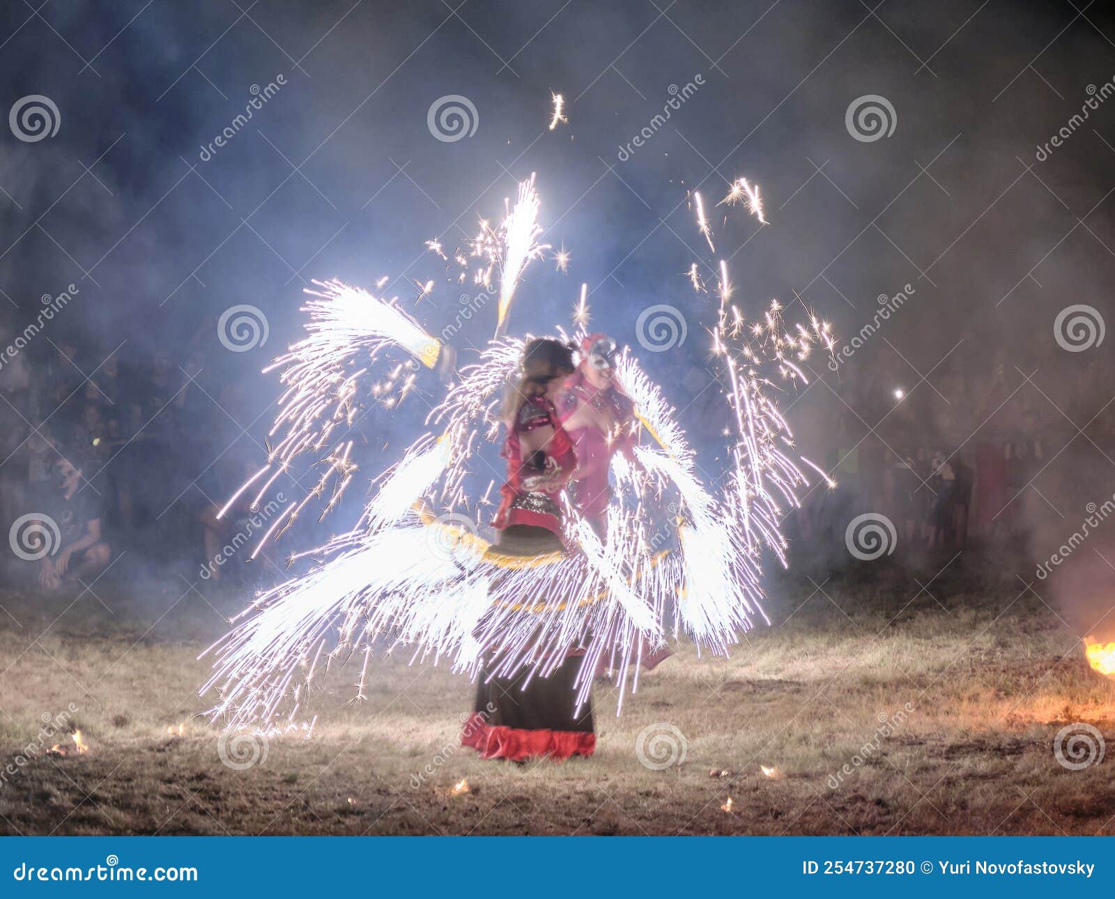 Night show dance with fire editorial image. Image of fire - 254737280