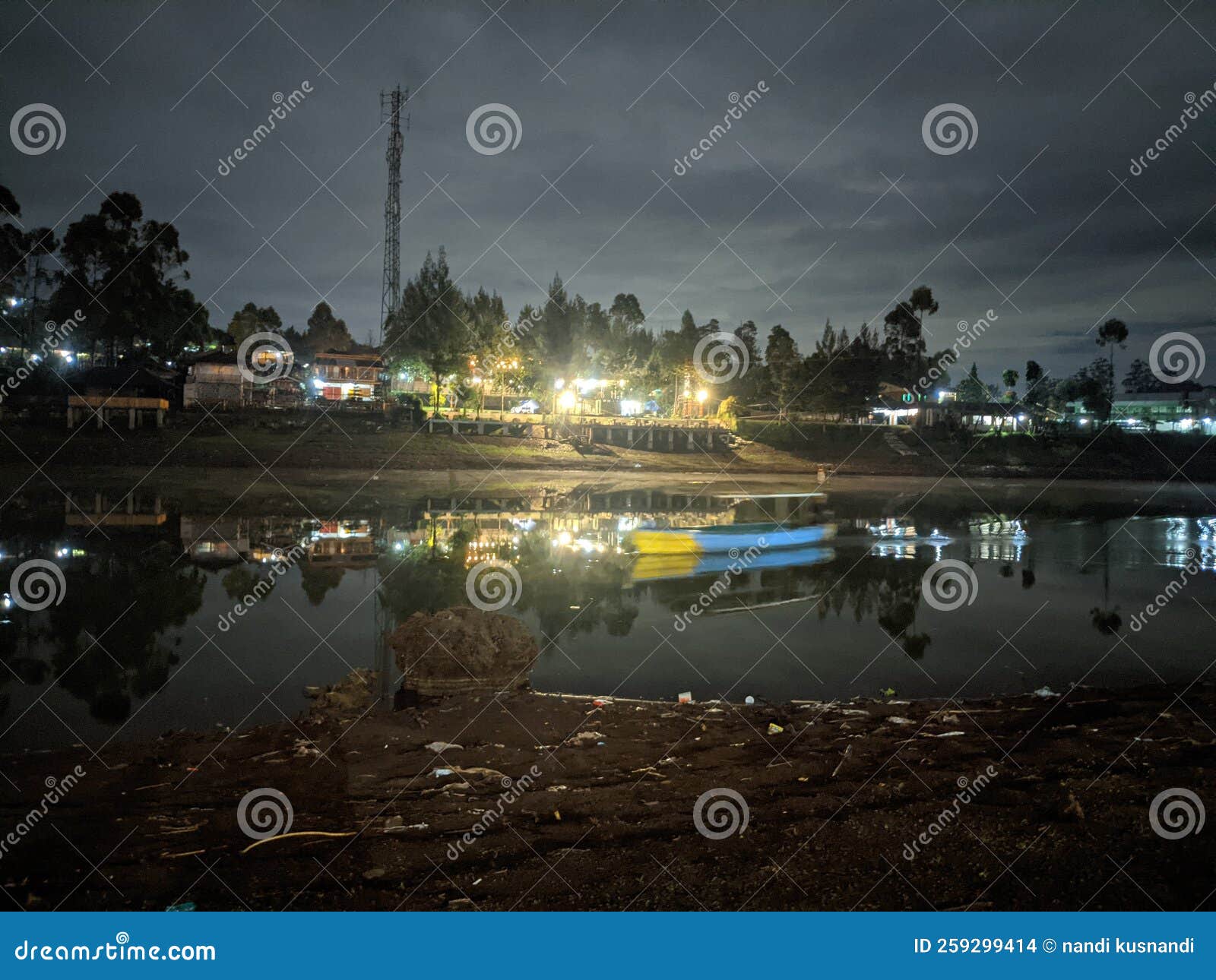 Night at situ cileunca stock photo. Image of water, evening - 259299414