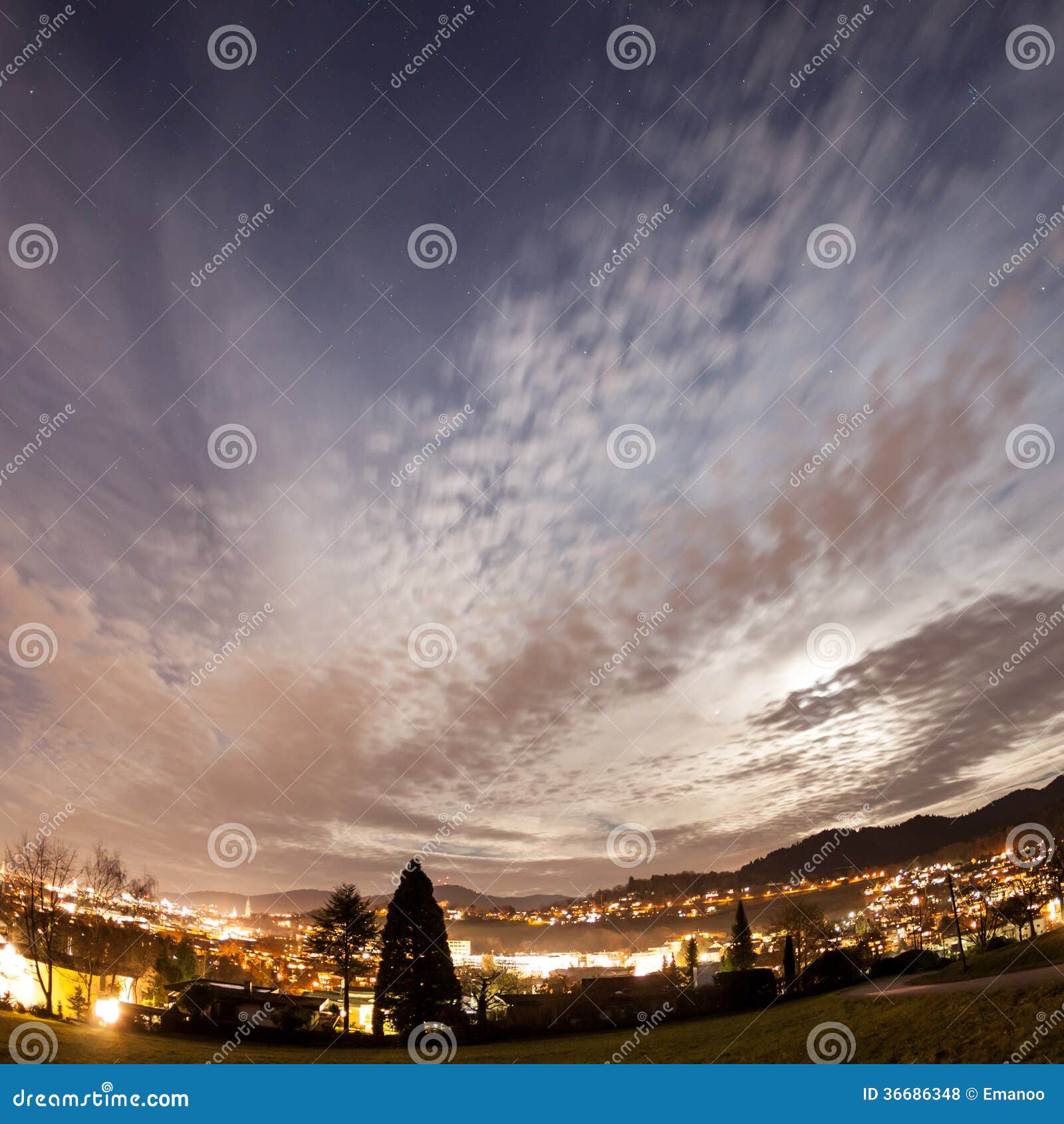 Night Sky Above City Lights Stock Photo - Image of architecture, scenic ...