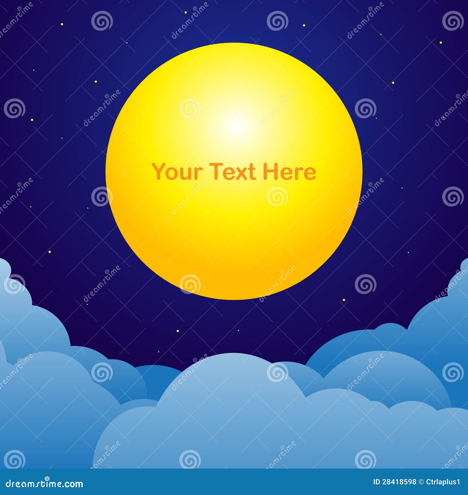 Night Sky Background with Moon Text Space Stock Vector - Illustration ...