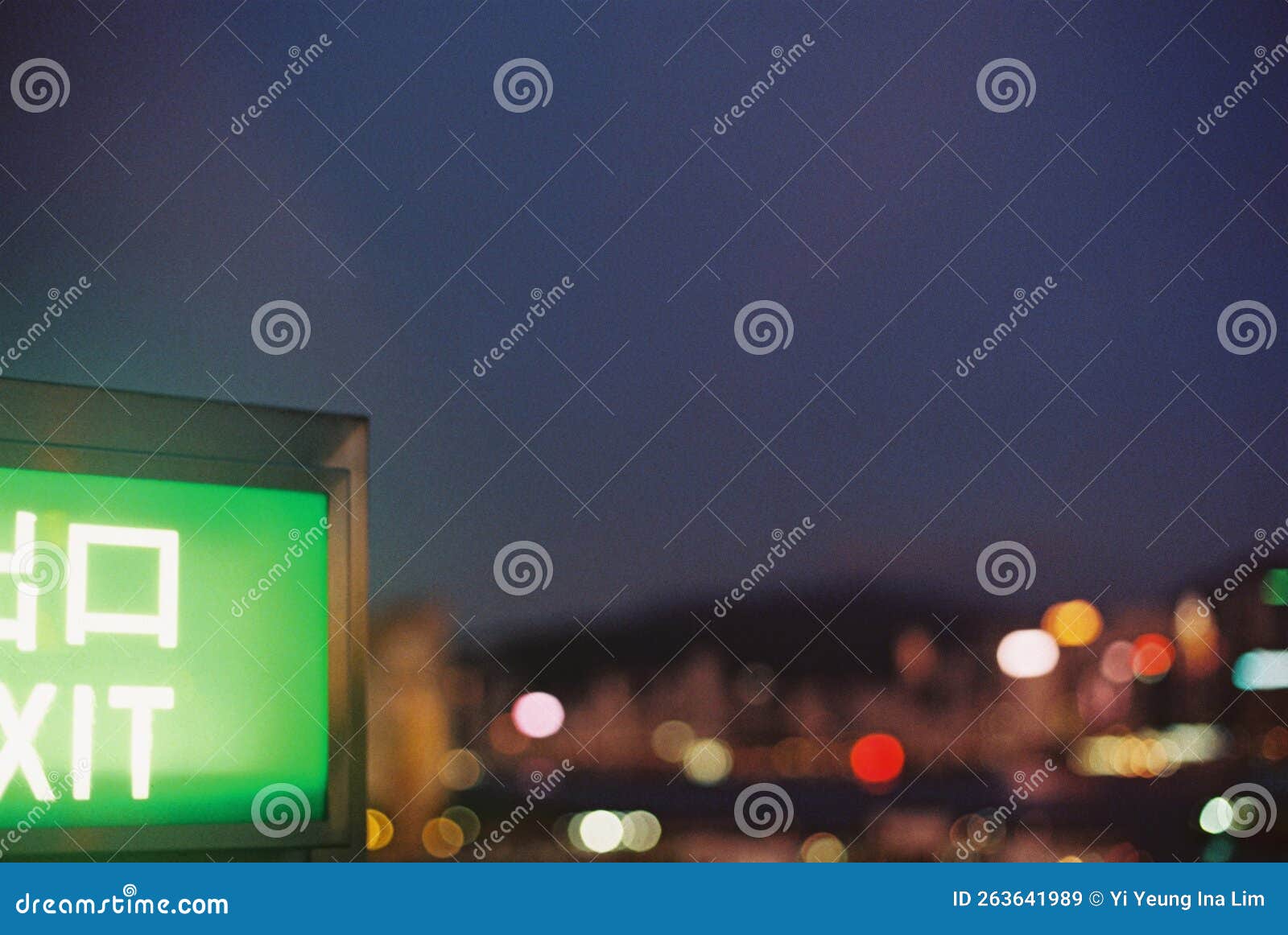 Night Sky Bokeh with an Exit Sign Stock Image - Image of light ...