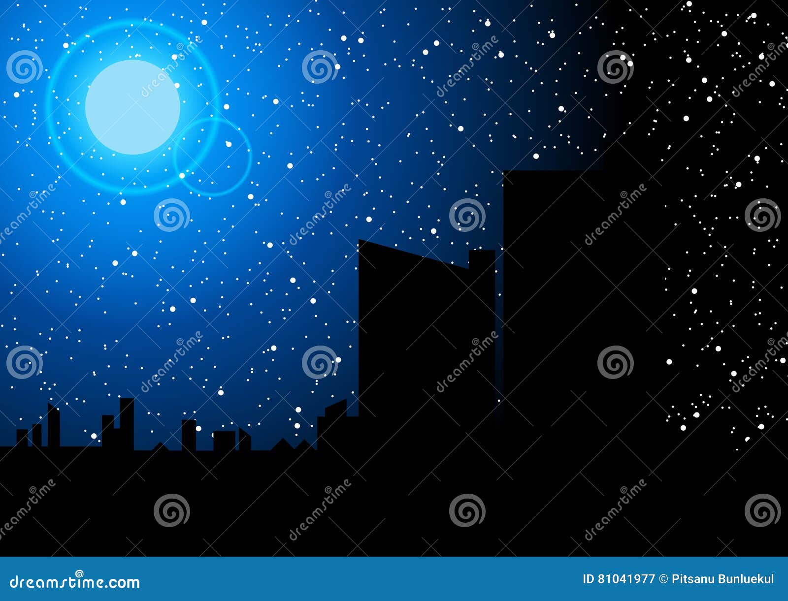 Night Sky in City Vector Illustration Stock Vector - Illustration of ...