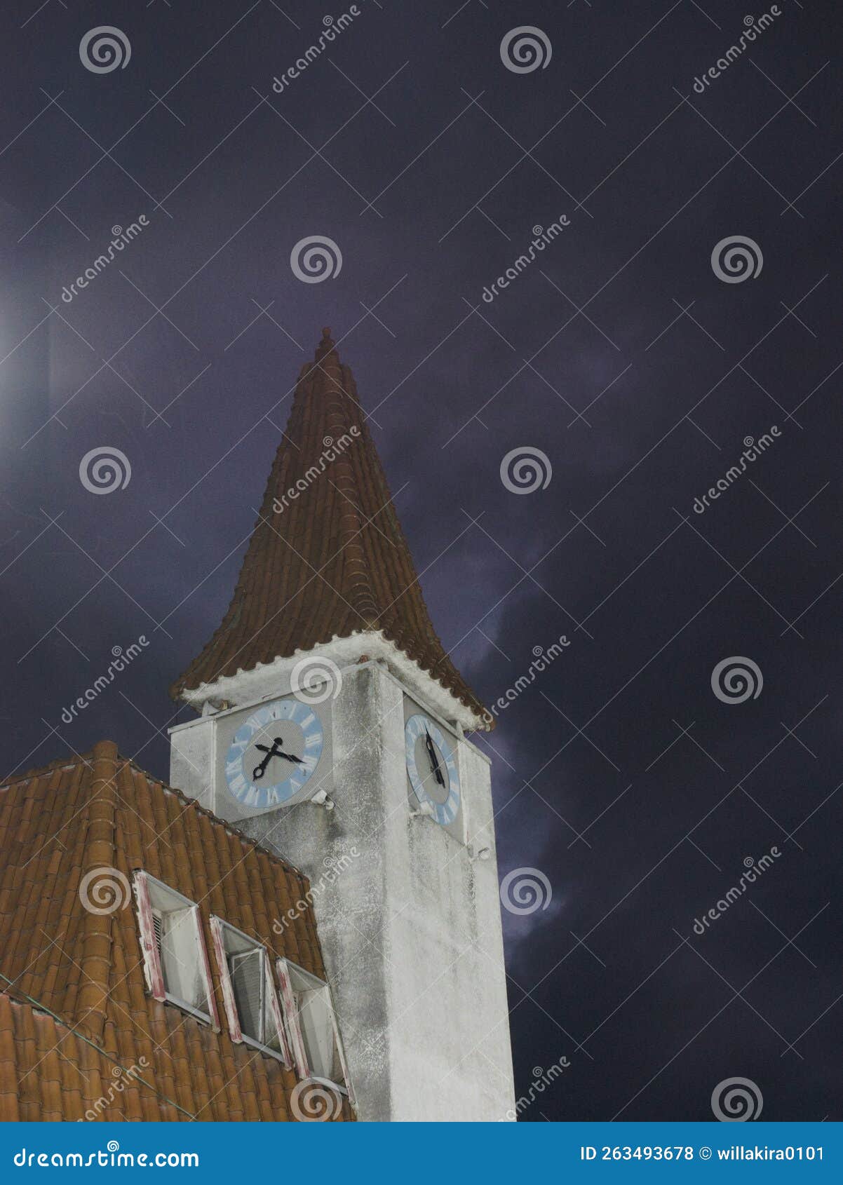 Night sky and clock tower stock photo. Image of 2022 - 263493678