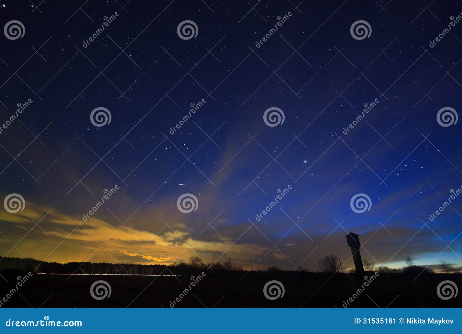 Night Sky with Clouds Over the Field Stock Image - Image of astronomy ...