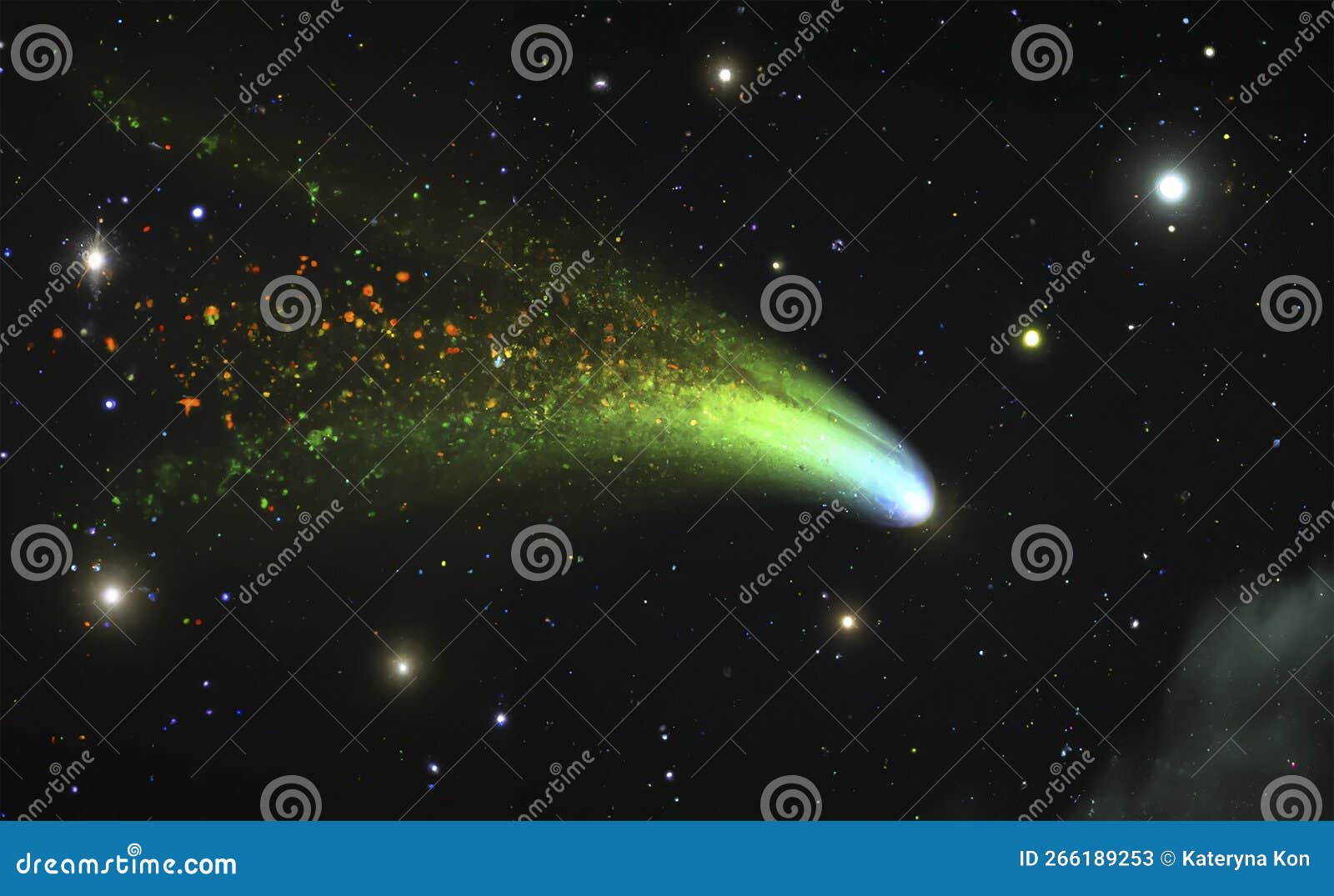 Night Sky with Comet, Illustration Stock Illustration - Illustration of ...