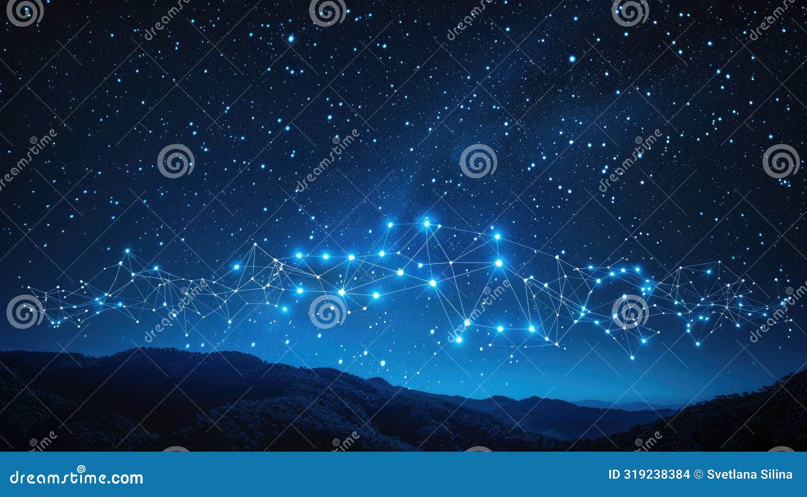 Night Sky Constellation Shaped Like a Data Graph, Depicting Stars ...