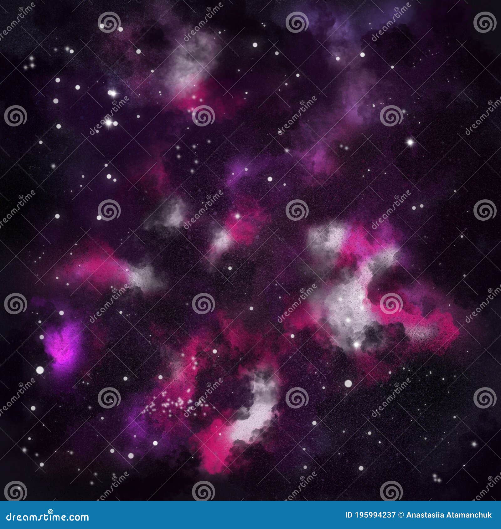 Night Sky and Cosmos Drawing Pattern. Stock Illustration - Illustration ...